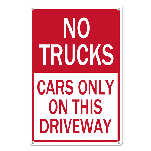Ymaotrade No Trucks Sign Cars Only On This Driveway Aluminium Sign 8× ...