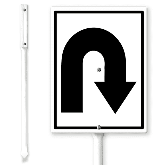 Ymaotrade U-Turn Left Arrow Yard Sign with Stakes 4.6in×6in, Sturdy ...