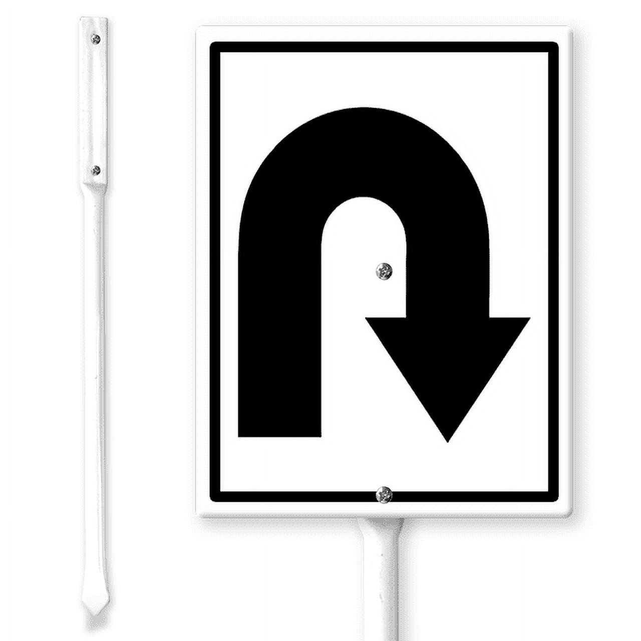 Ymaotrade U-Turn Left Arrow Yard Sign with Stakes 8in×12in, Sturdy ...