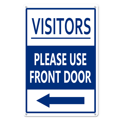 Ymaotrade Visitors Please Use Front Door (Left Arrow) Aluminium Sign 12 ...