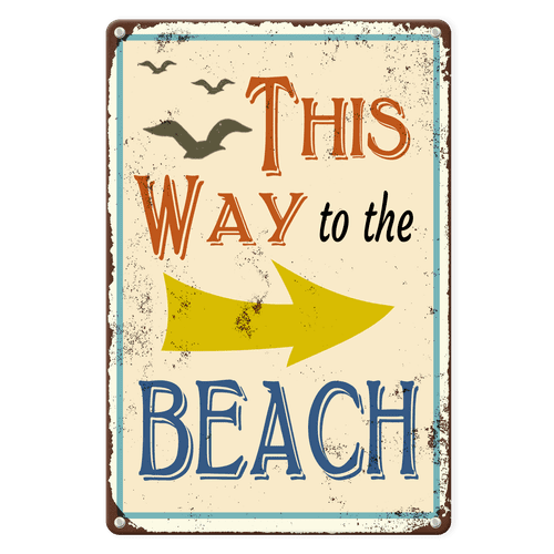 Ymaotrade This Way To The Beach Right Arrow Aluminium Sign 5×8in ...