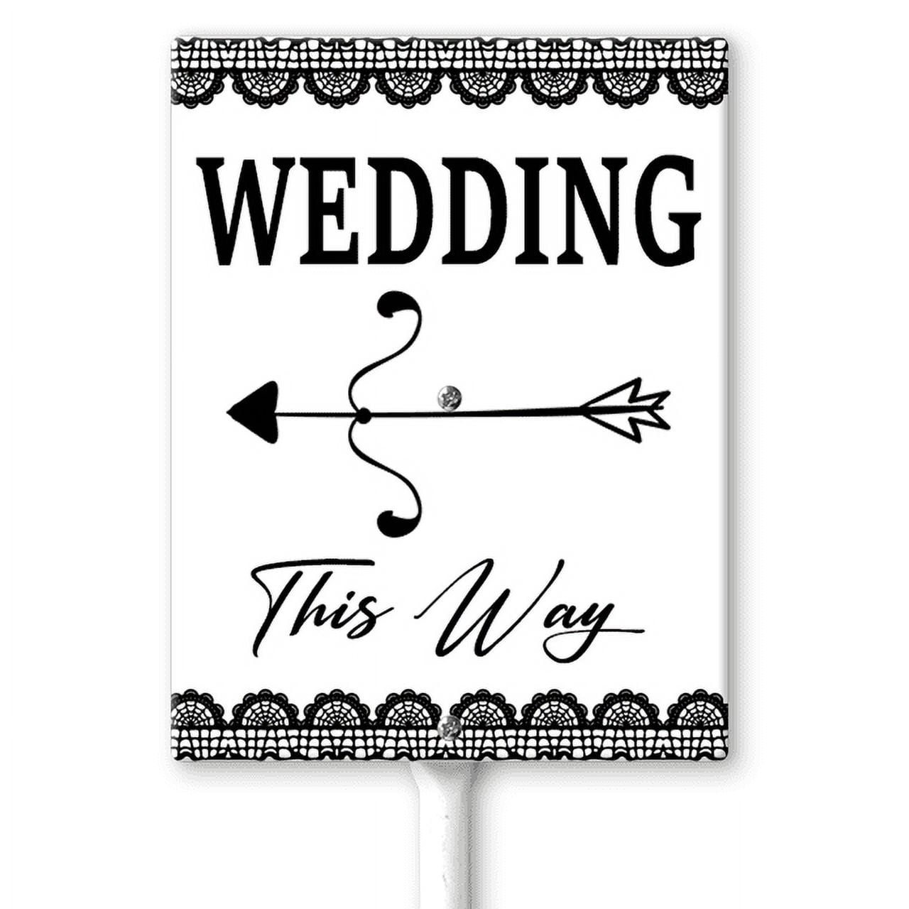 Ymaotrade Wedding This Way Lace Left Arrow White Yard Sign with Stakes ...