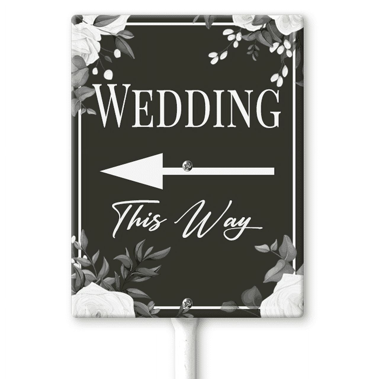 Ymaotrade Wedding This Way Left Arrow Yard Sign with Stakes 4.6in×6in ...