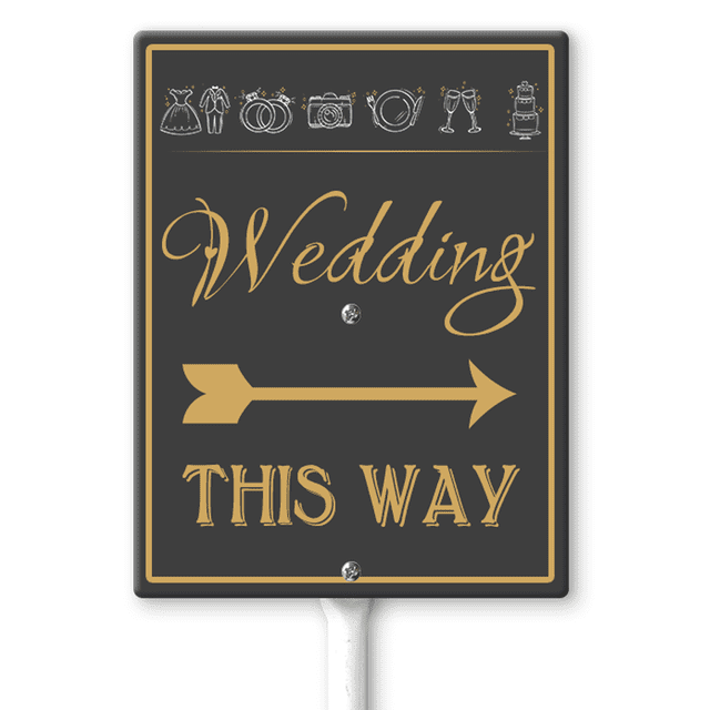 Ymaotrade Wedding This Way Right Arrow Yard Sign with Stakes 8×12in ...