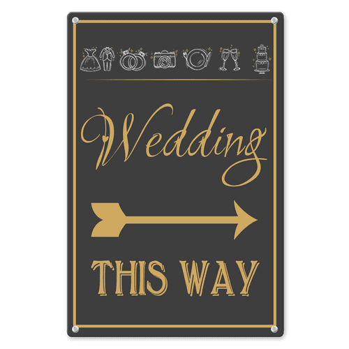 Ymaotrade Wedding This Way Right Arrow Aluminium Sign 5×8in, Sturdy ...