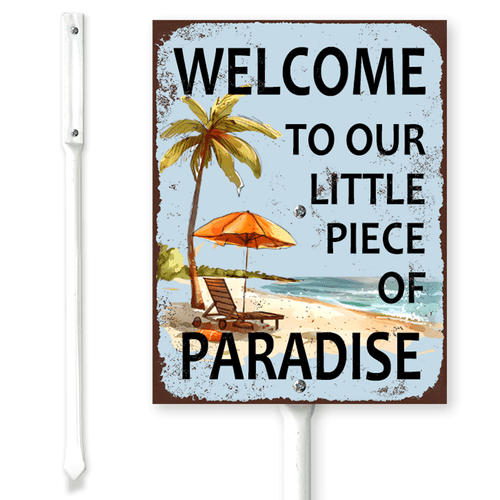 Ymaotrade Welcome To Our Little Piece Of Paradise Yard Sign with Stakes ...