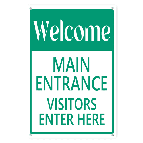 Ymaotrade Welcome Main Entrance Visitors Enter Here Aluminium Sign 12× ...