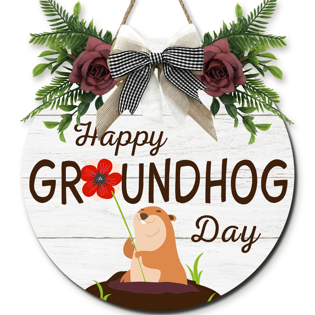 Ymaotrade Welcome Sign for Front Door Decoration, Groundhog Day Spring ...