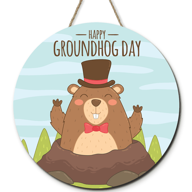 Ymaotrade Welcome Sign Front Door Decoration Happy Groundhog Day Cute ...