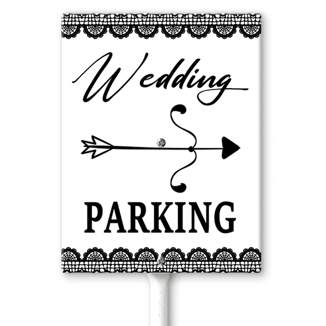 Ymaotrade White Wedding Parking Lace Right Arrow Yard Sign with Stakes ...