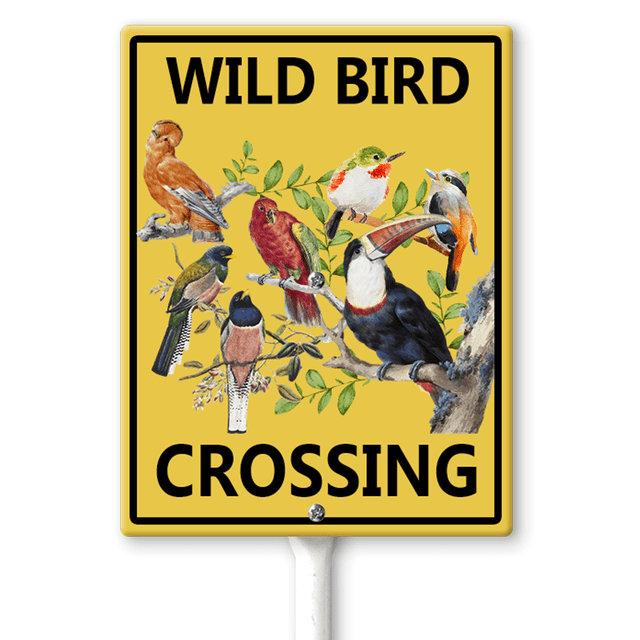 Ymaotrade Wild Bird Crossing Yard Sign with Stakes 7in×8.8in, Sturdy ...