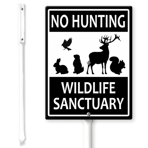 Ymaotrade Wildlife Sanctuary No Hunting Yard Sign with Stakes 8×12in ...