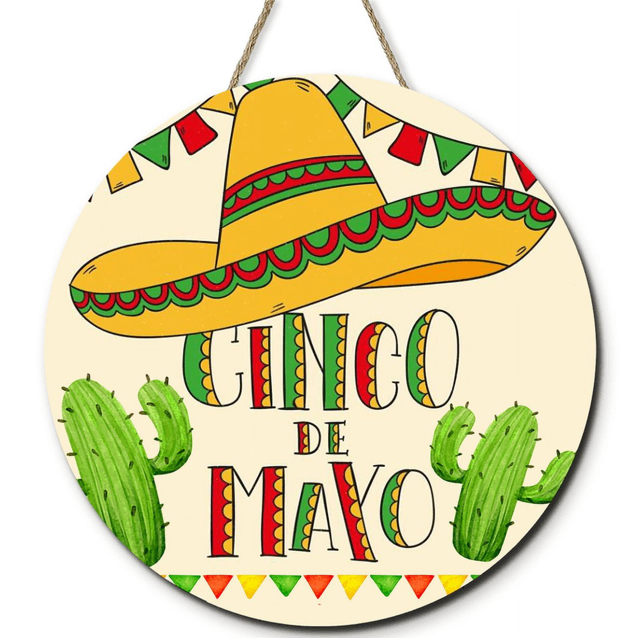 Ymaotrade Wood Cinco de Mayo Mexican Fiesta Hanging Sign for Front Door ...