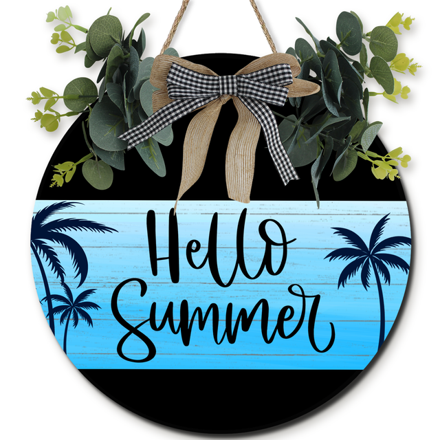 Ymaotrade Wooden Blue Summer Farmhouse Door Sign for Front Door Porch ...