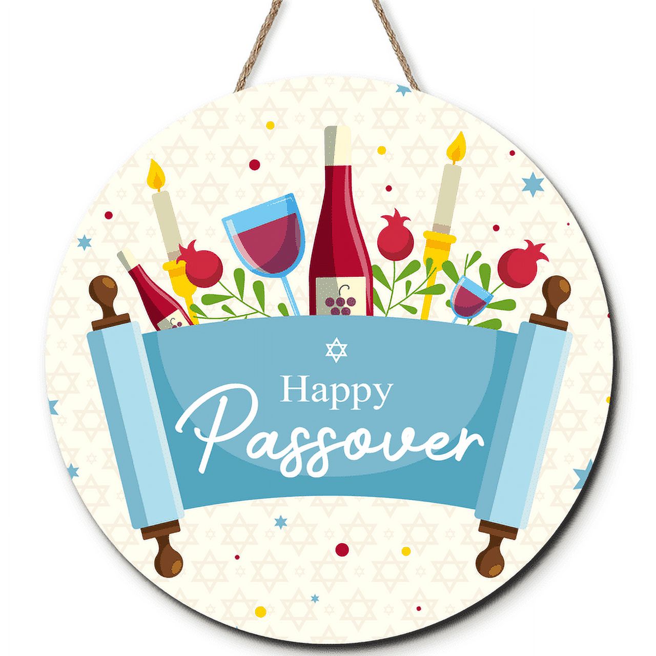 Ymaotrade Wooden Happy Passover Front Door Sign Decorations, Passover ...