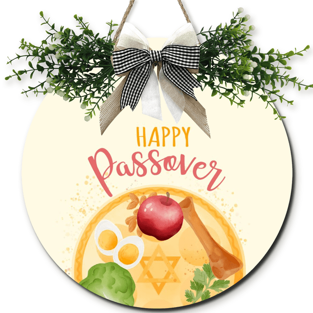 Ymaotrade Wooden Happy Passover Porch Front Door Indoor Outdoor ...