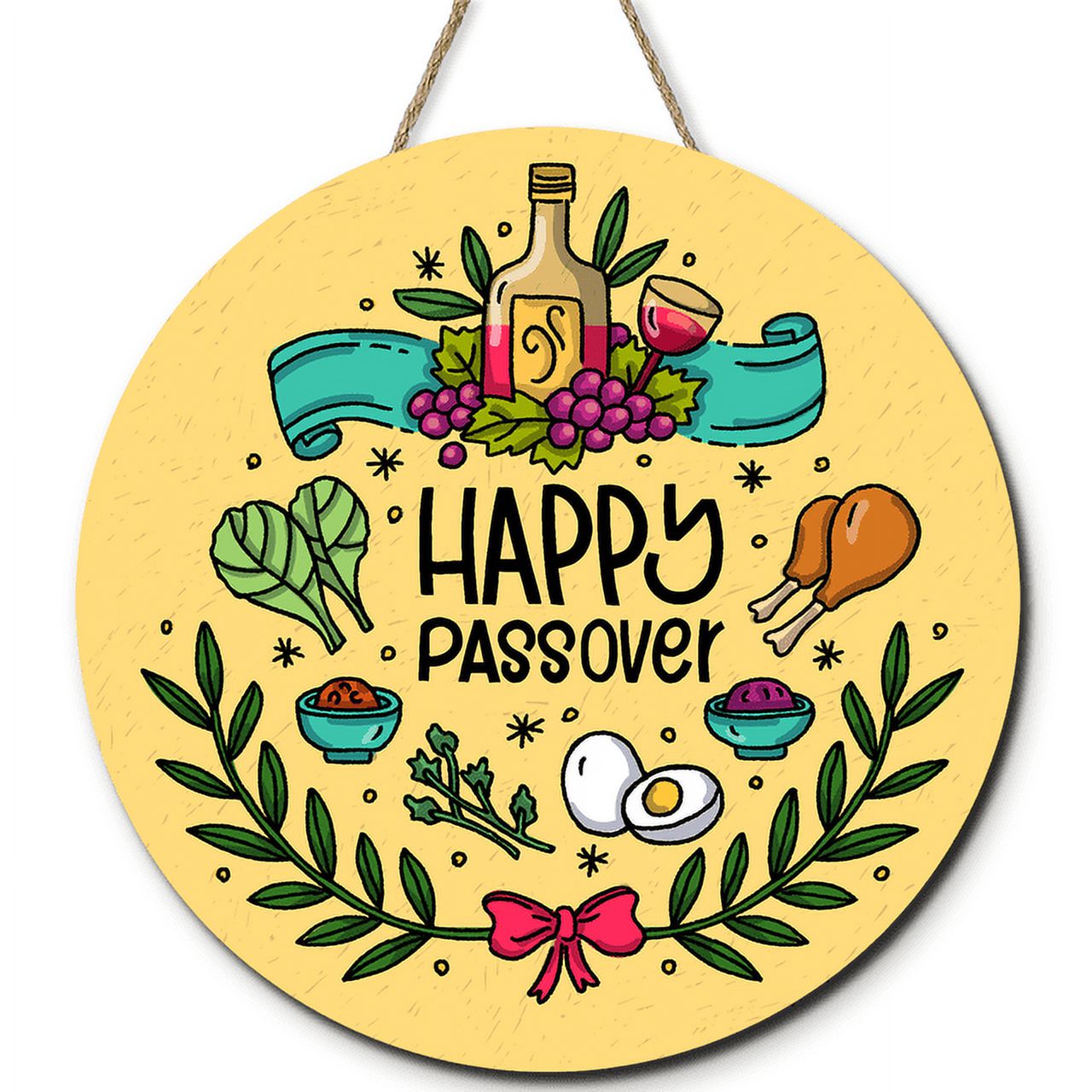 Ymaotrade Wooden Happy Passover Sign for Front Door Porch, Rustic Wood ...