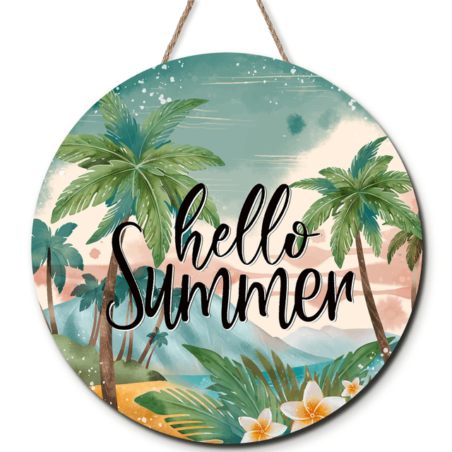 Ymaotrade Wooden Hello Summer Hanging Sign for Front Door Porch ...