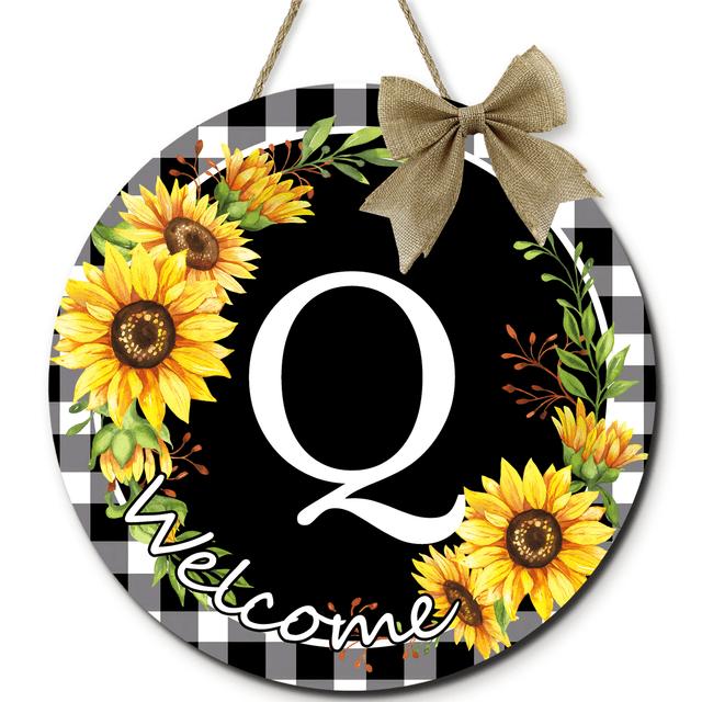 Ymaotrade Wooden Q Initial Letter Wreath Monogram Letter Sign for Front ...