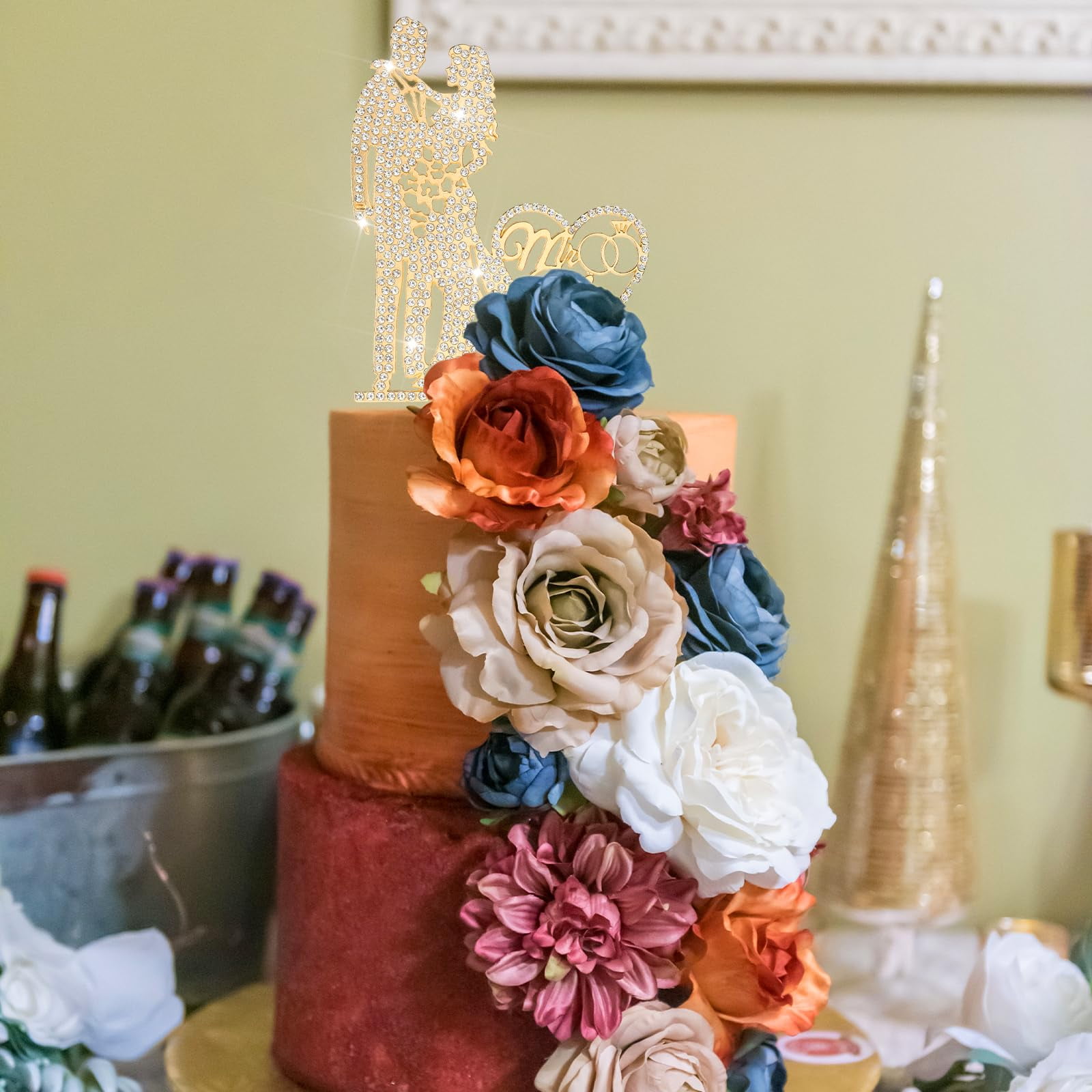 Ymapinc Wedding Cake AJH3 Toppers Bride and Groom, Rhinestone Metal Mr ...