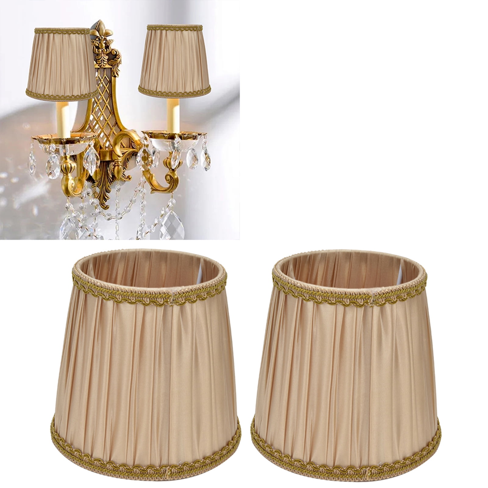 Ymiko 2PCS Fabric Lampshade Cover Lamp Shade for E14 Screw Candlestick ...