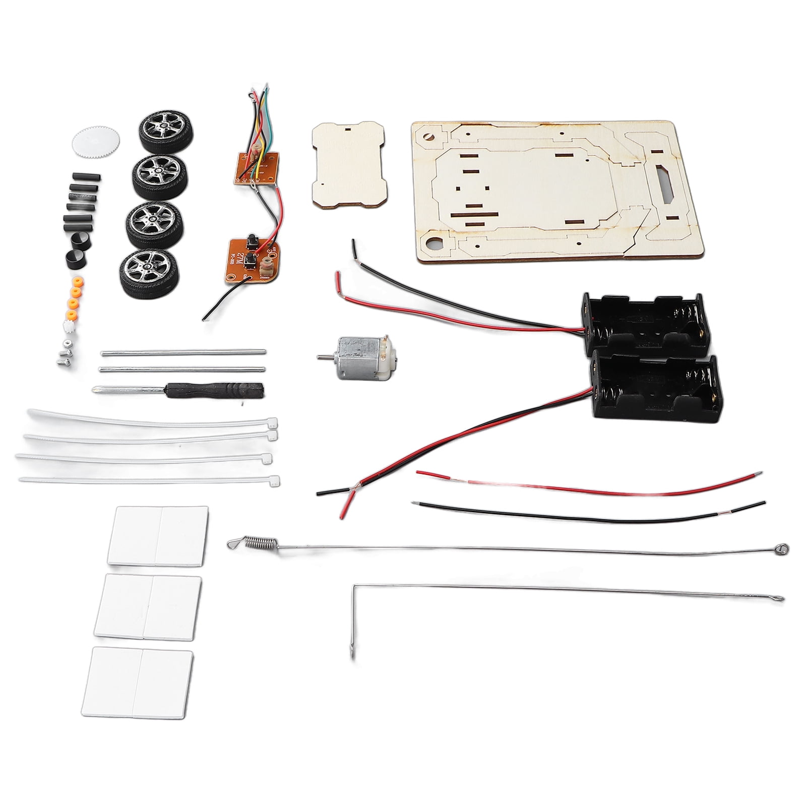 Ymiko DIY Wireless Remote Control Car Wooden RC Car Model Kit For Boys ...