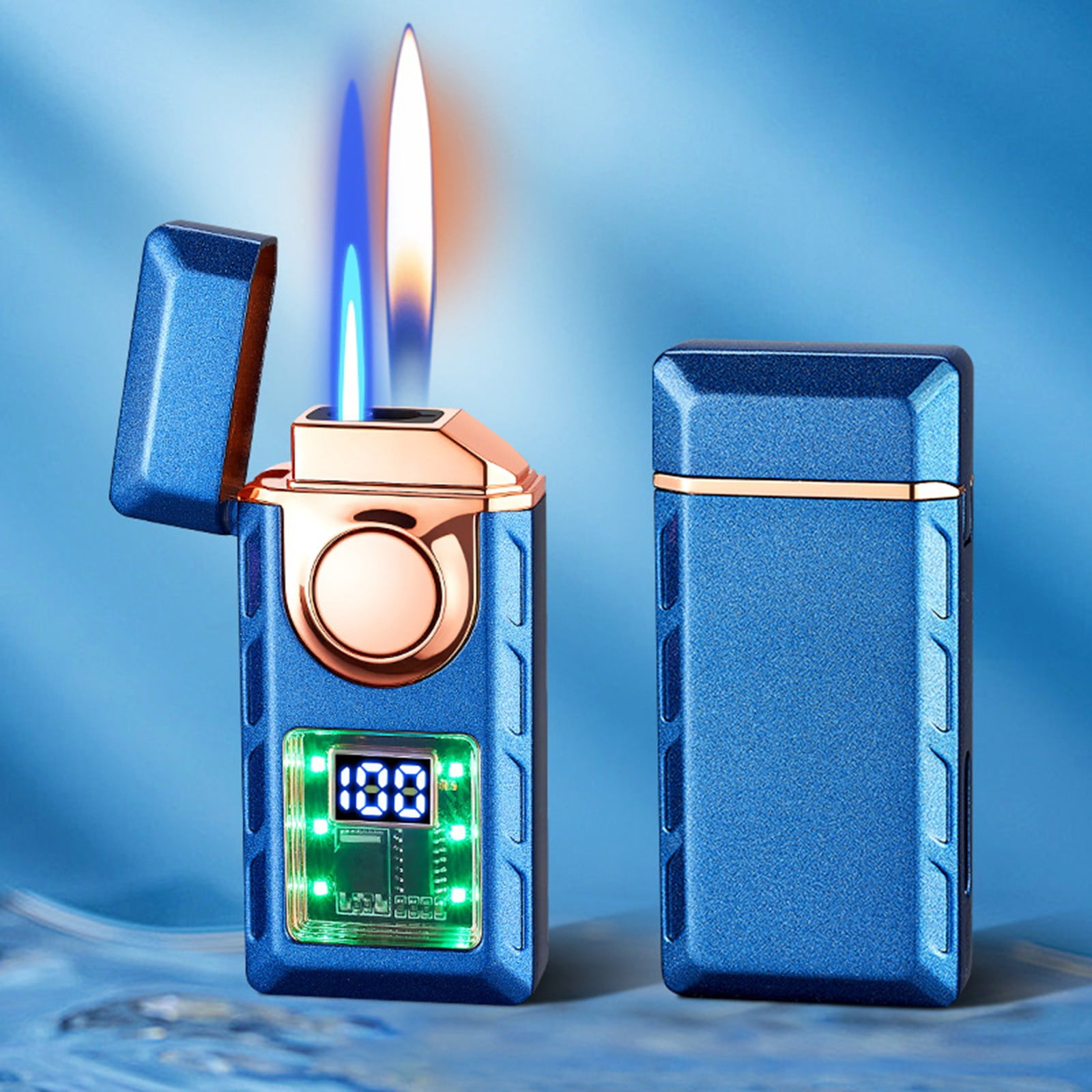 Ymkly Display Flame Torch Transparent Core With LED Display Refillable ...