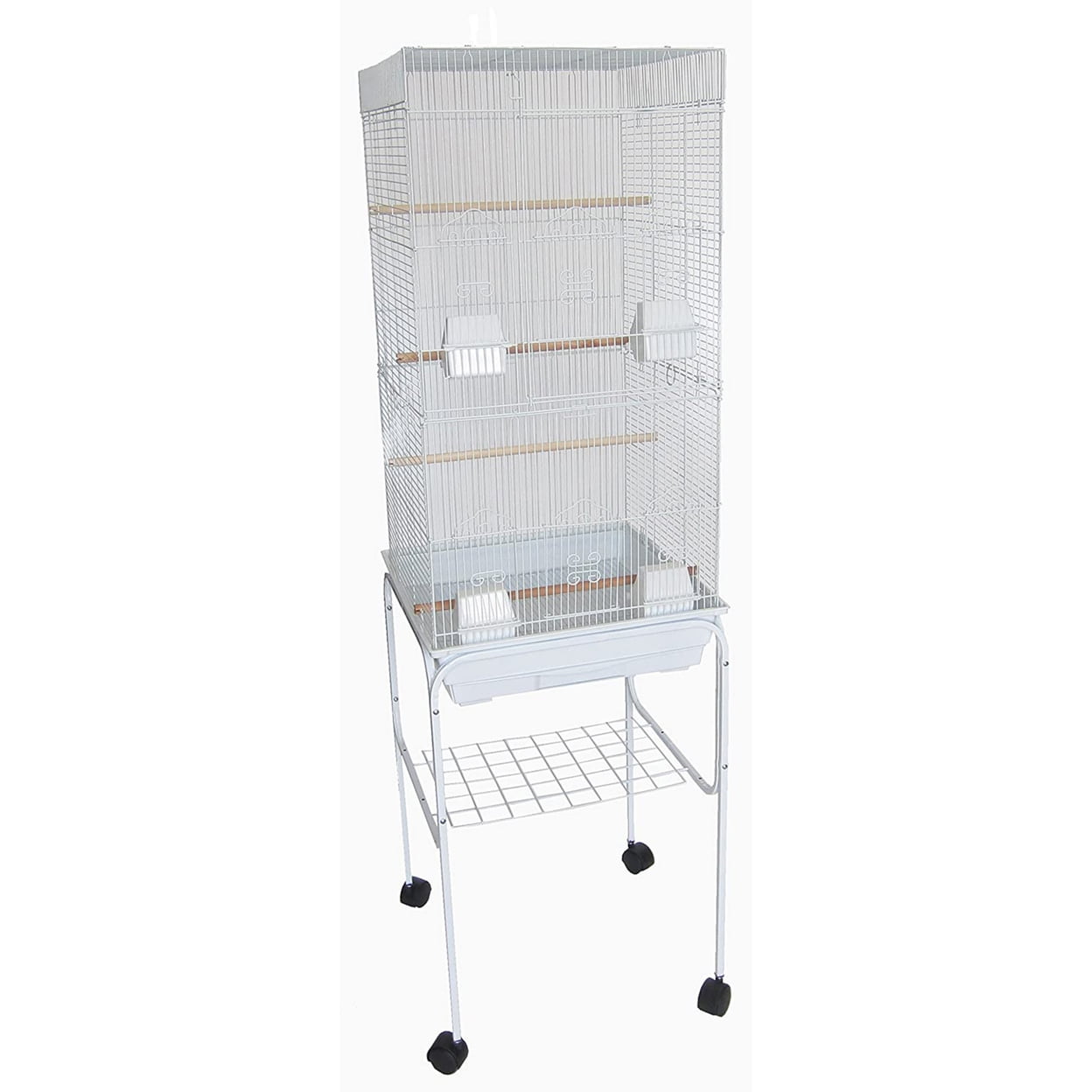 6824 3/8" Bar Spacing Tall SquareTop Small Bird Cage - 18"x14" In White ...