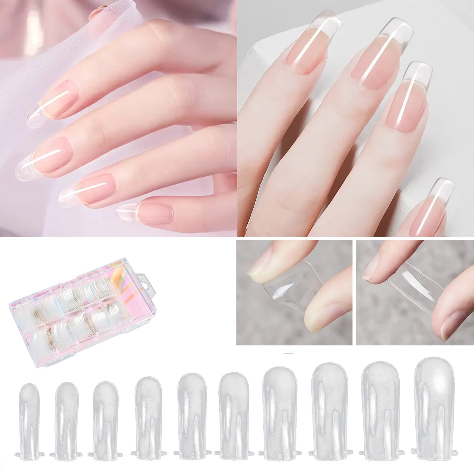 Ymller 100 Pieces Nail Boxed Clear Water Tube Paperless Holder With ...