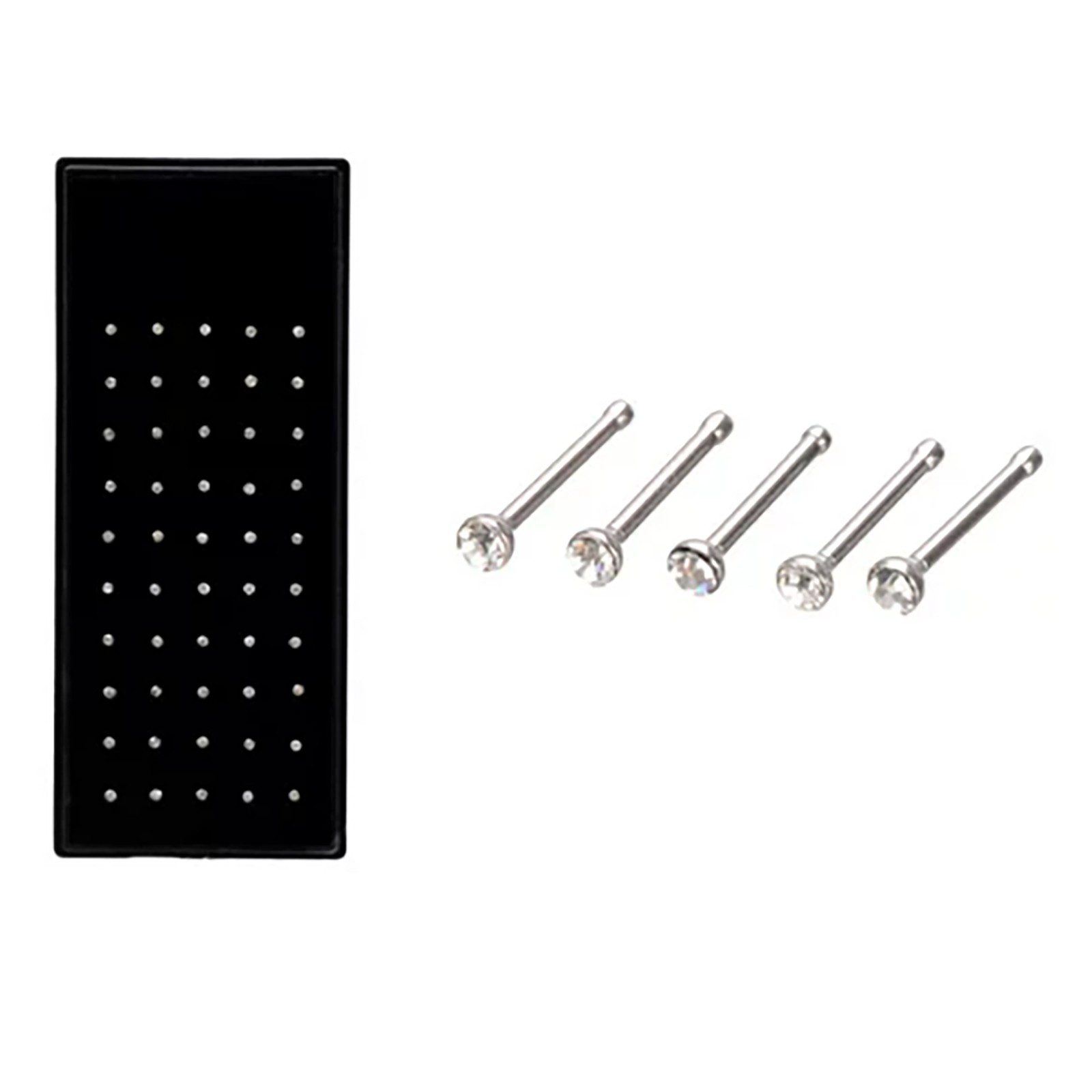 Ymller 60 Boxed Stainless Steel L Shaped Nose Studs Diamond Set Curved ...