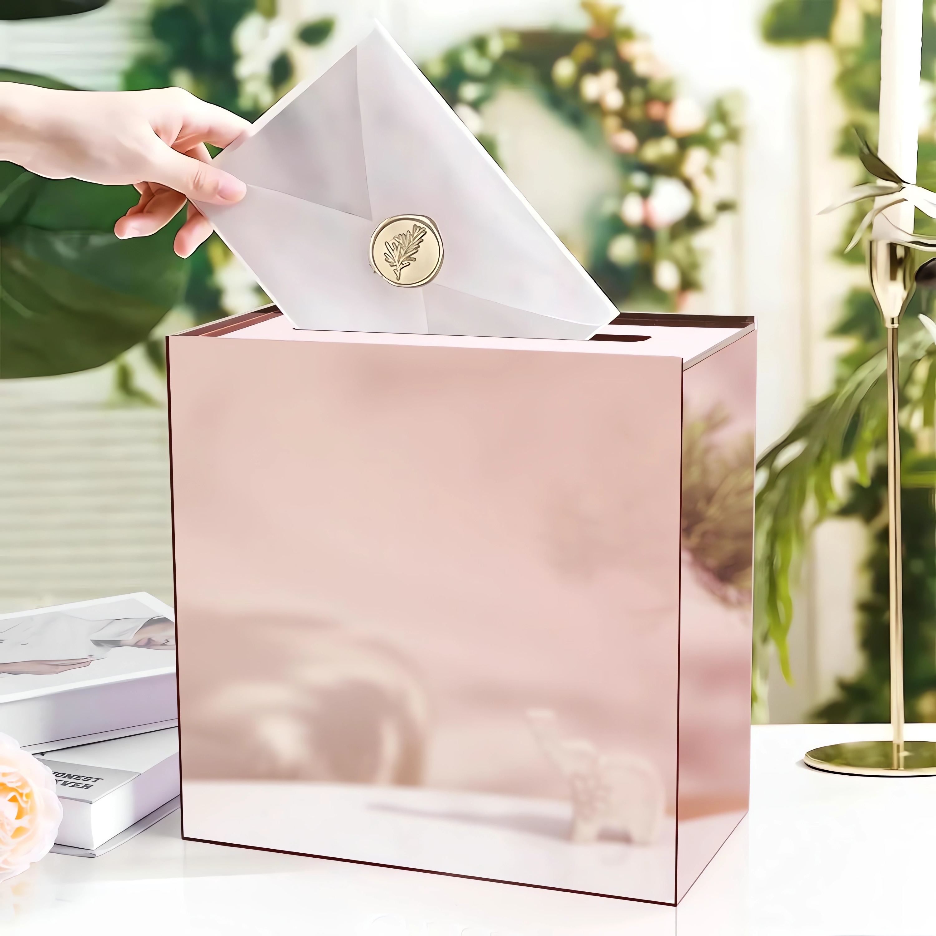 Clear Acrylic Wedding Card Box Large DIY Card Boxes with 4 "Card" Text ...