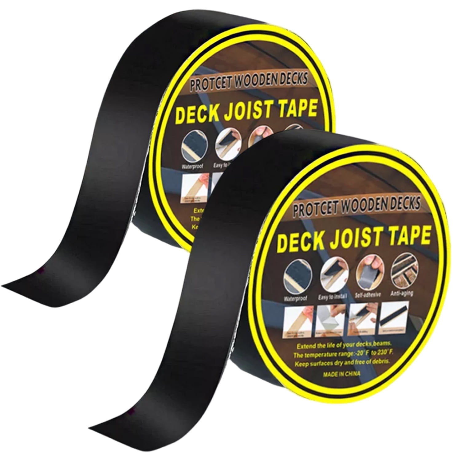 Ymokee 2PCS Waterproof Decking Joist Tape - Self-Adhesive Butyl Deck ...