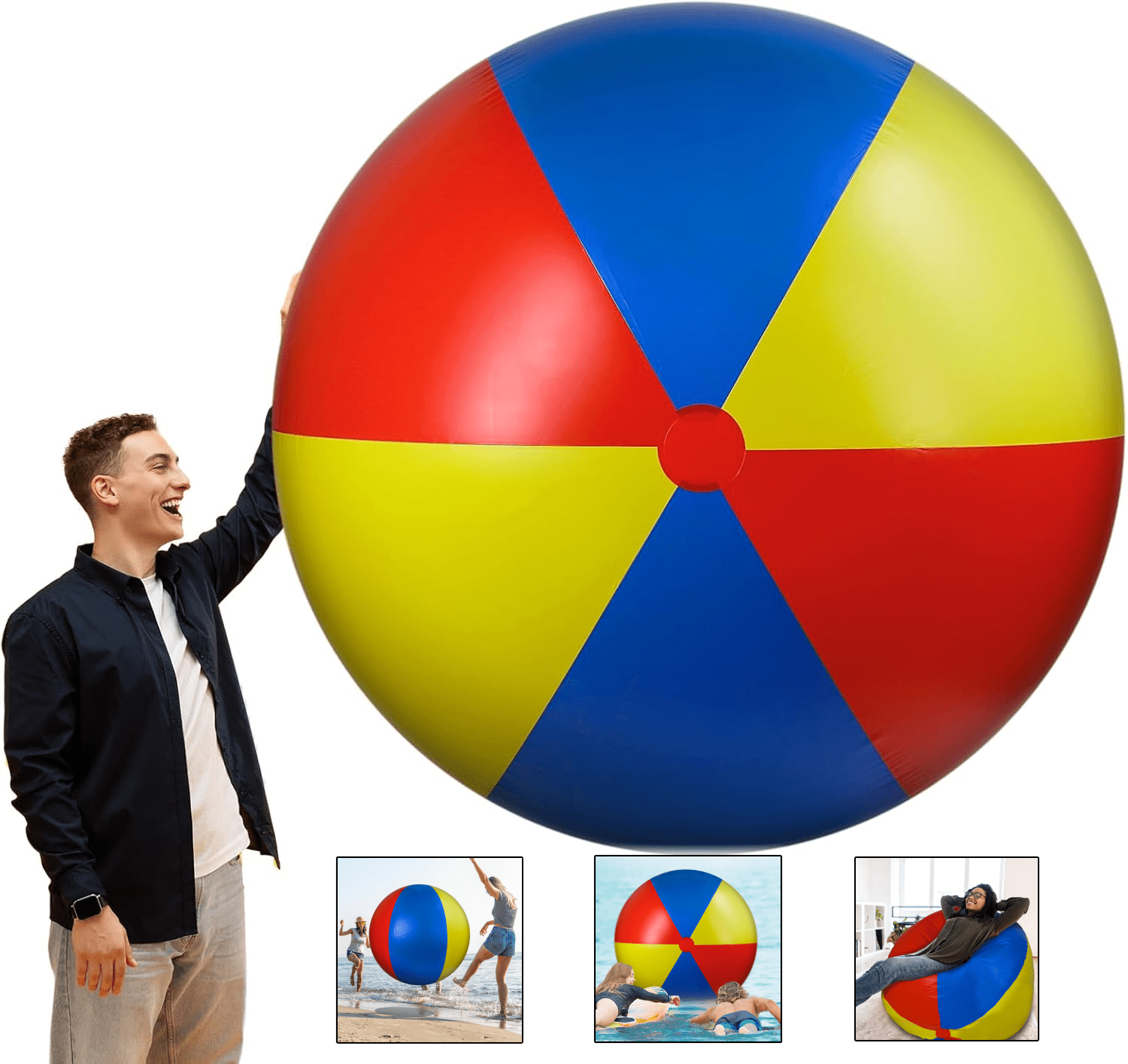 Ymokee 59 inch Jumbo Beach Ball, Beach Game Ball Blow up Beach Ball for ...