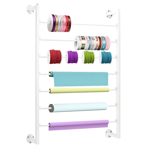 Ymokee 7 Tier Ribbon Holder Rack, Large Capacity Wall Mount Ribbon Rack ...