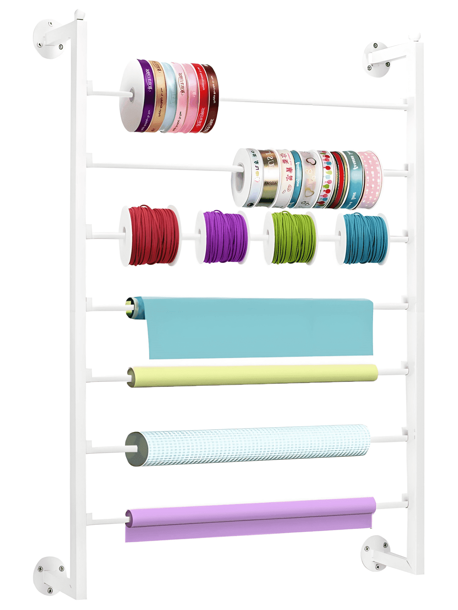 Ymokee 7 Tier Ribbon Holder Rack, Large Capacity Wall Mount Ribbon Rack ...