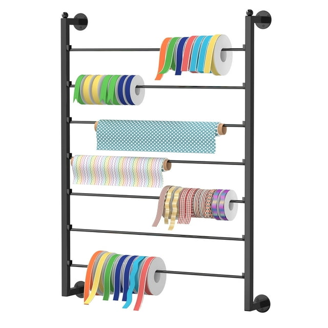 Ymokee 7 Tier Ribbon Holder Storage Rack, Carbon Steel Ribbon Organizer ...