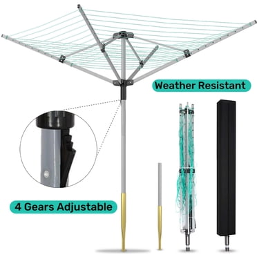 Gomok Umbrella Drying Rack, Rotary Outdoor Dryer Clothes Line 4 Arms ...