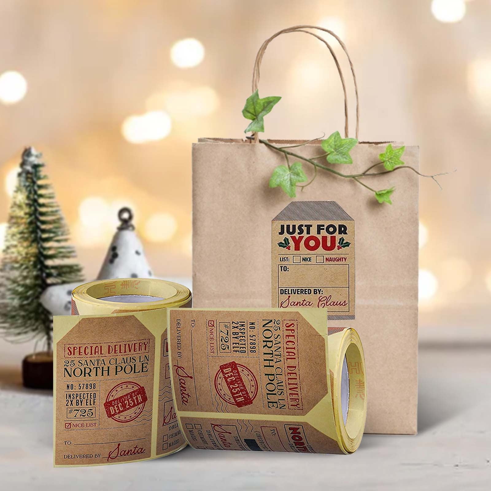 Ympuoqn 250Pcs Christmas Self Adhesive Gift Tag Stickers Santa Snowmen ...