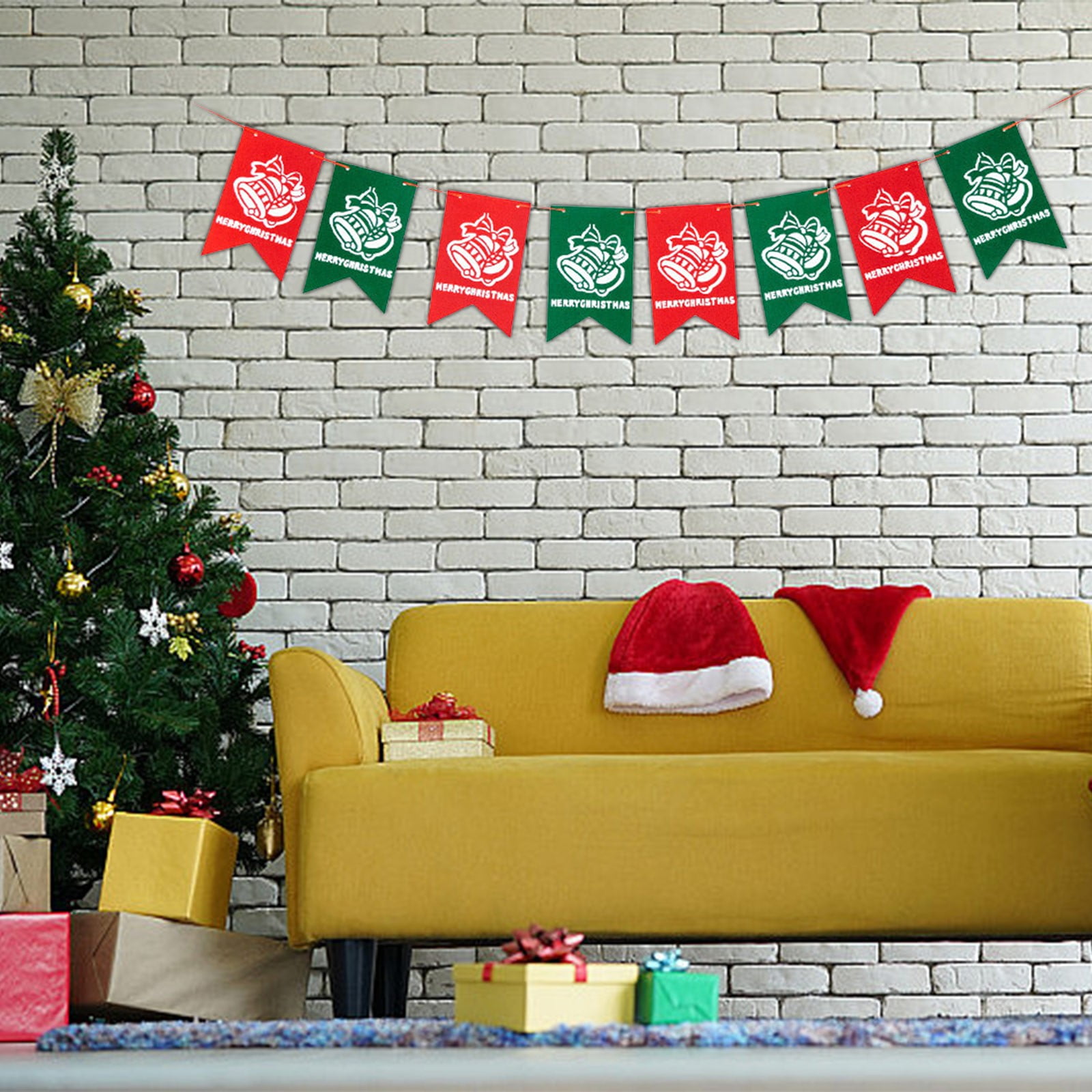 Ympuoqn Christmas Banner Decoration Hanging Flag Letter Colored Flag ...