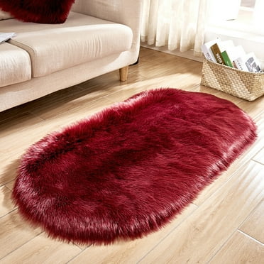 Junovo Fuzzy Fur Oval Area Rugs for Bedroom, Plush Shaggy Carpet for ...