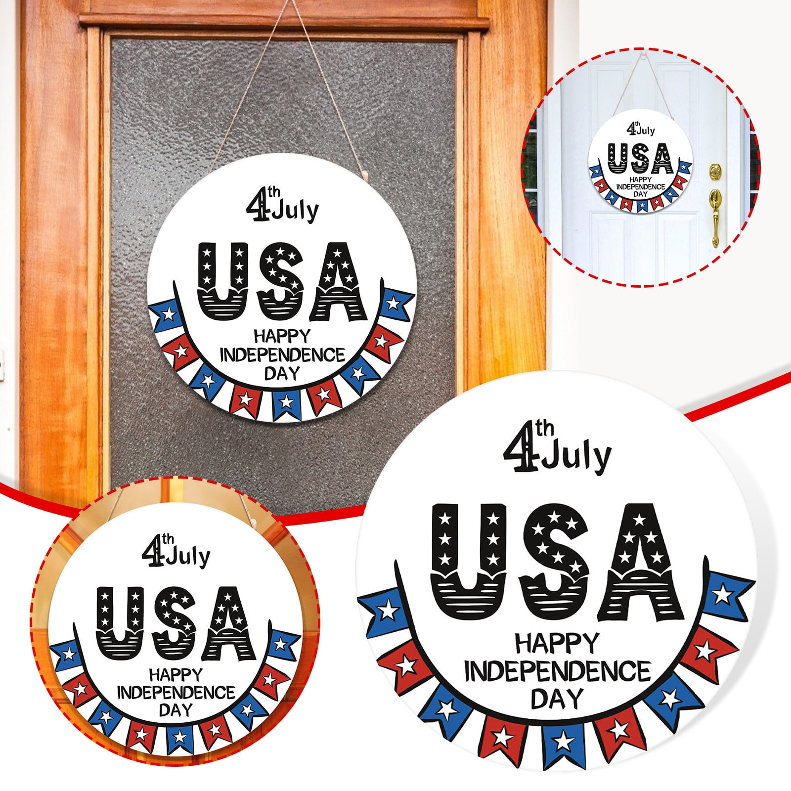 Ympuoqn Welcome Sign for Front Door Decor Independence Day Welcome Sign ...