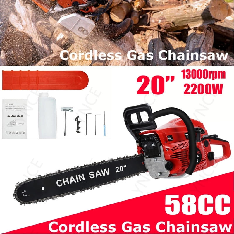 Ynce 2-cycle 58CC Chainsaw Saw Gas Powered 20" Chain Saws Cordless ...