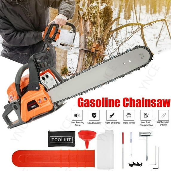 Ynce 58 cc Gas Powered Chainsaw, 20 in Quick-Switch Bars – 550 ml Fuel ...