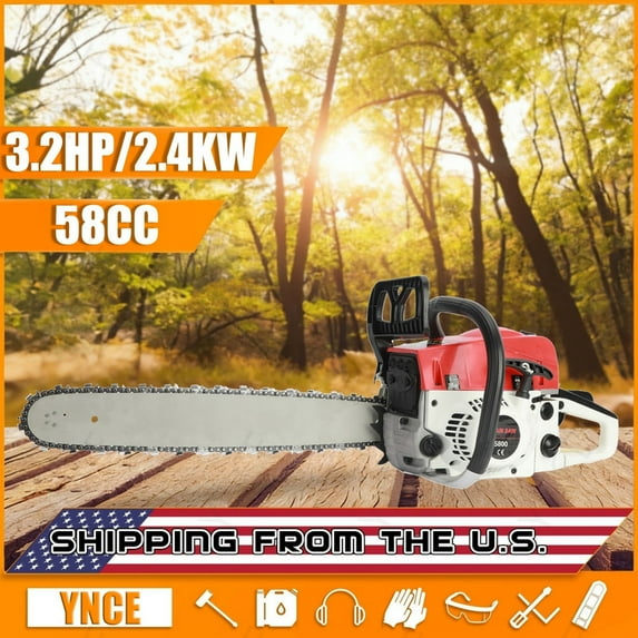 Ynce 58 cc Gas Powered Chainsaw, 20 in Quick-Switch Bars – 550 ml Fuel ...
