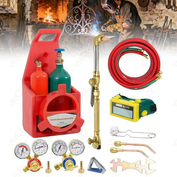 Ynce Oxy Acetylene Torch Kit Portable Oxygen Acetylene Welding Cutting ...