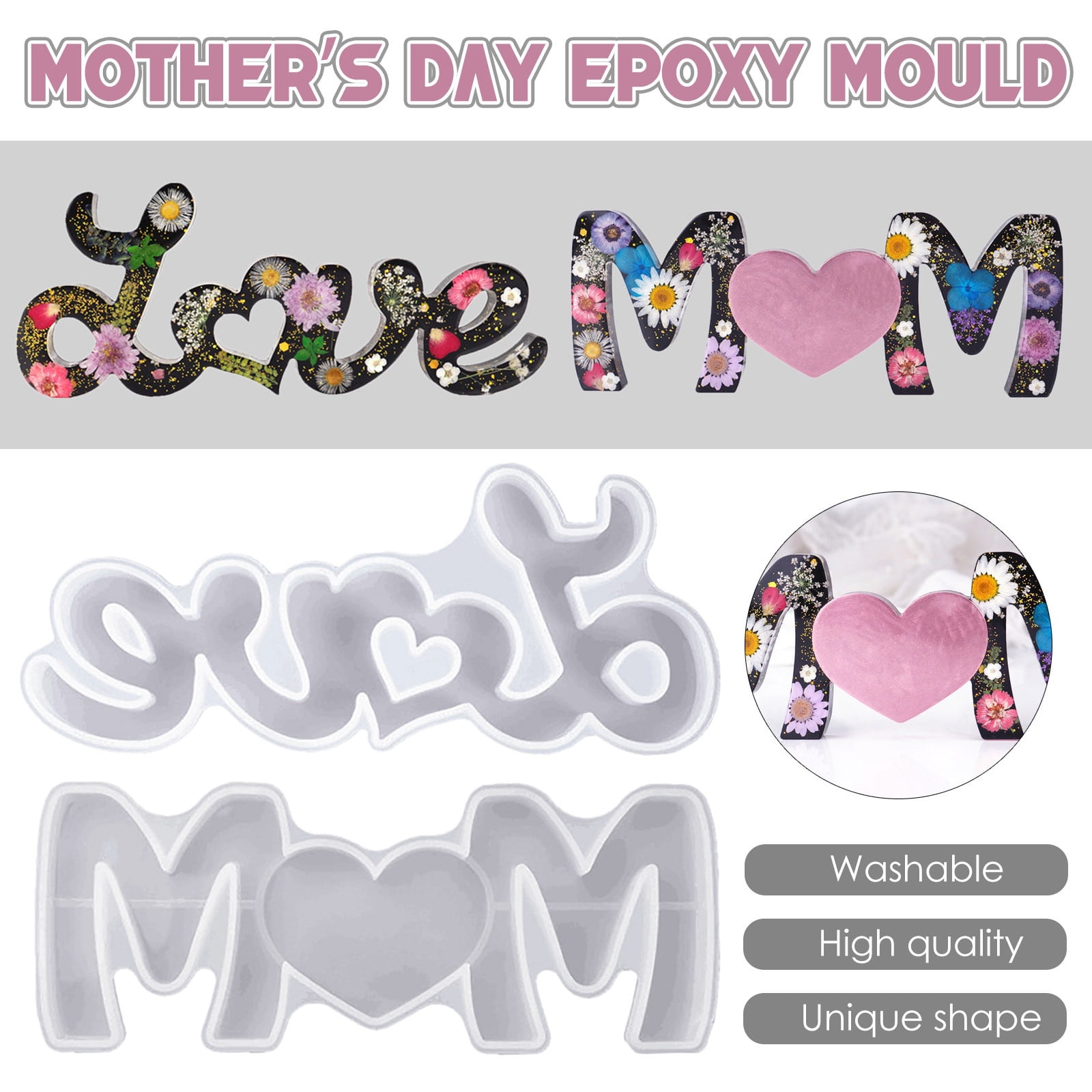 Ynlkorvg Silicone Molds Clearance, Silicone Love & Mom Resin Casting ...