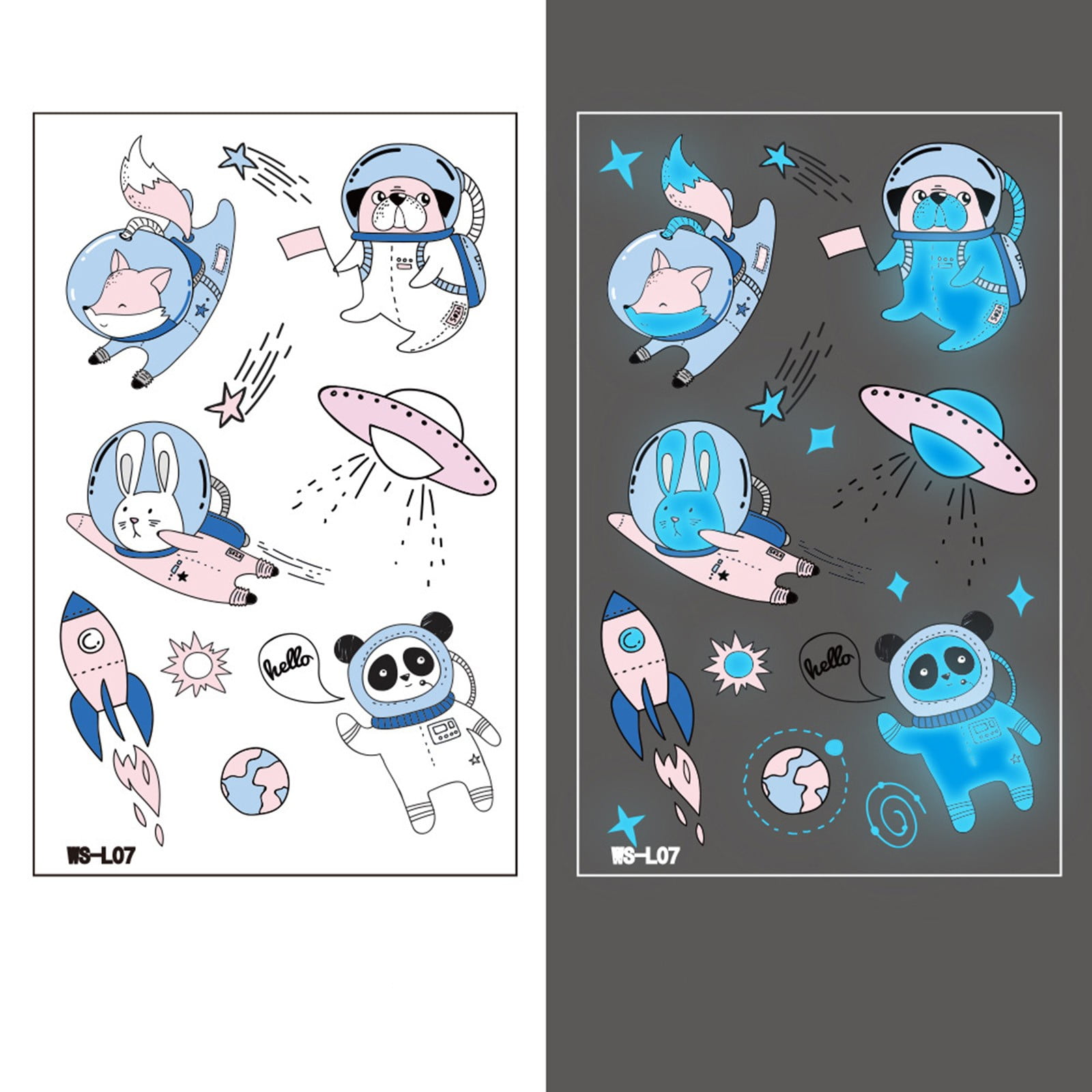 Ynlkorvg Stickers for Kids Clearance, Cartoon Blue Luminous Temporary ...