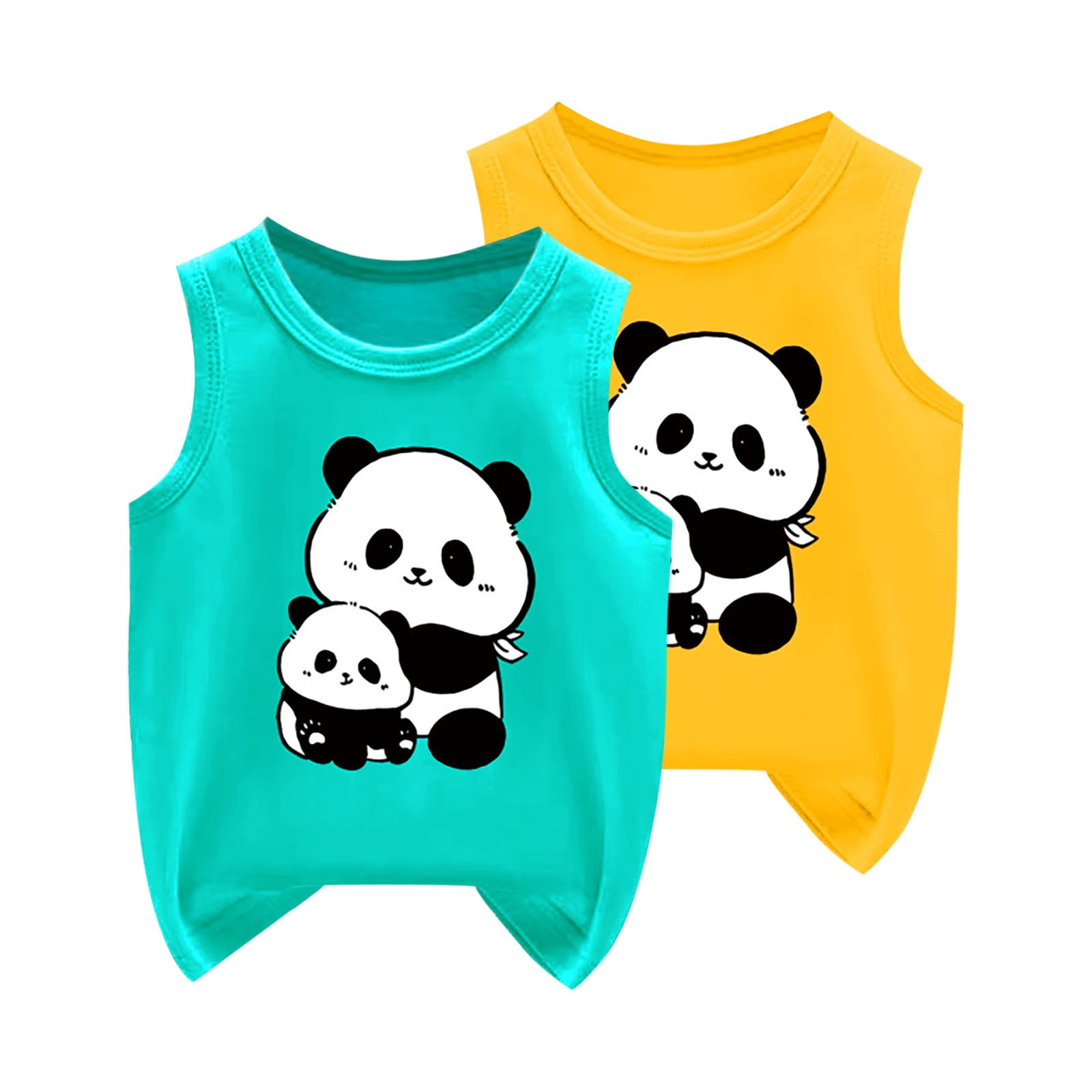 Ynynloco 2 Pack Cute Baby Panda Friends Tank Top for Kids, Simple ...