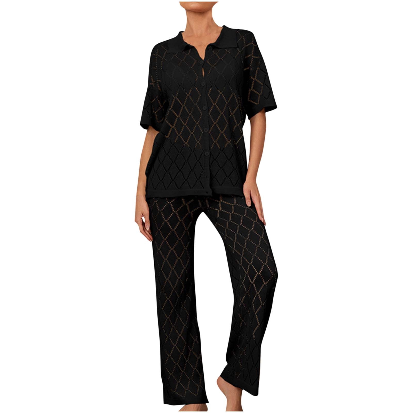 Ynynloco Beach Cover Up Sets Crochet Two Piece Pants Sets Summer ...