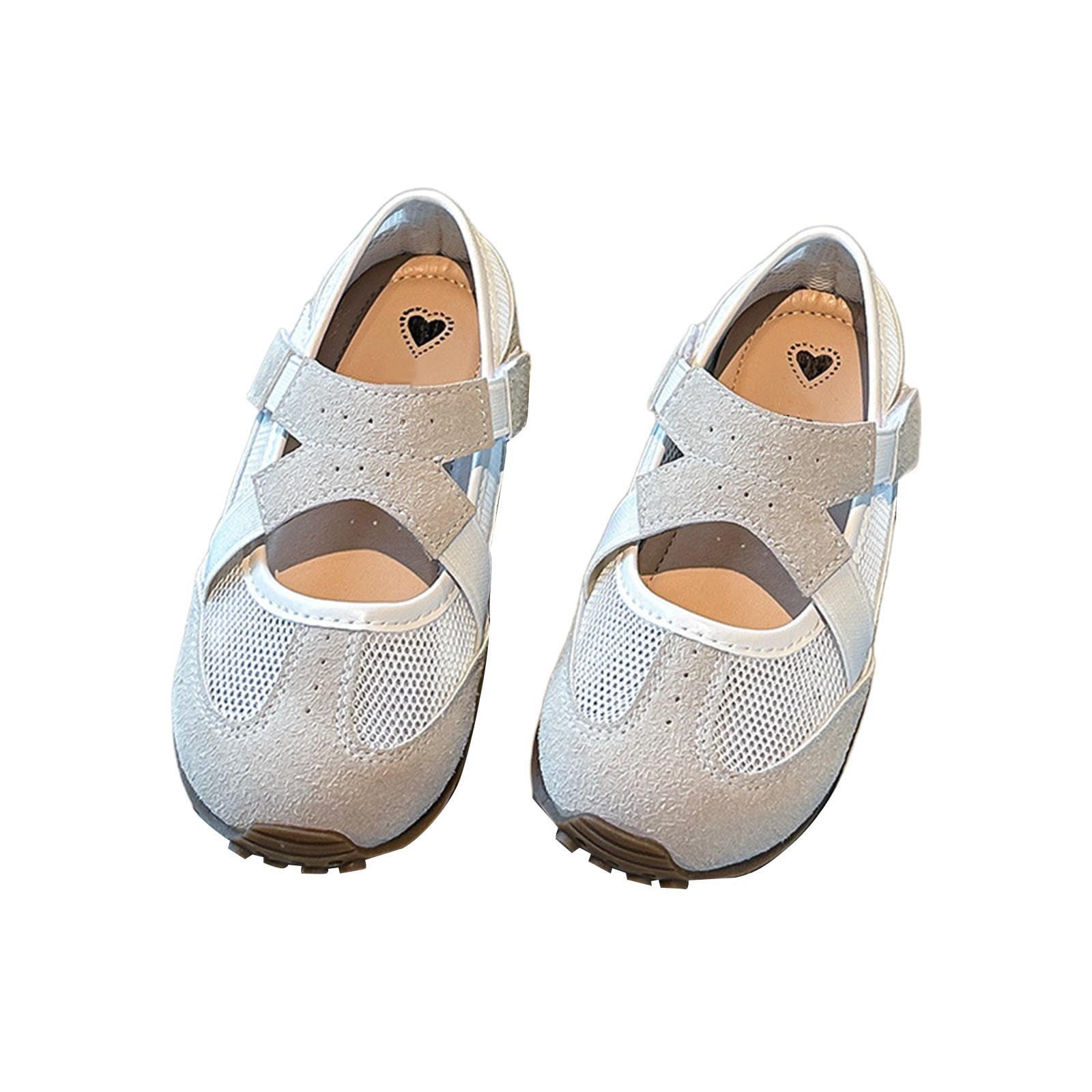 Ynynloco Girl's Casual Breathable Flat Mary Jane Sneakers Adjustable ...